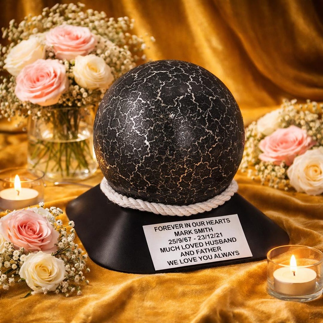 Crackle Sphere Cremation Urn – Medium-sized Memorial for Partial Ashes ...