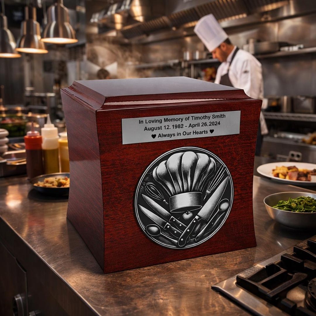 Theme Urn for a Cook Culinary-themed Urn Chef Urn Cooking Memorial Urn ...