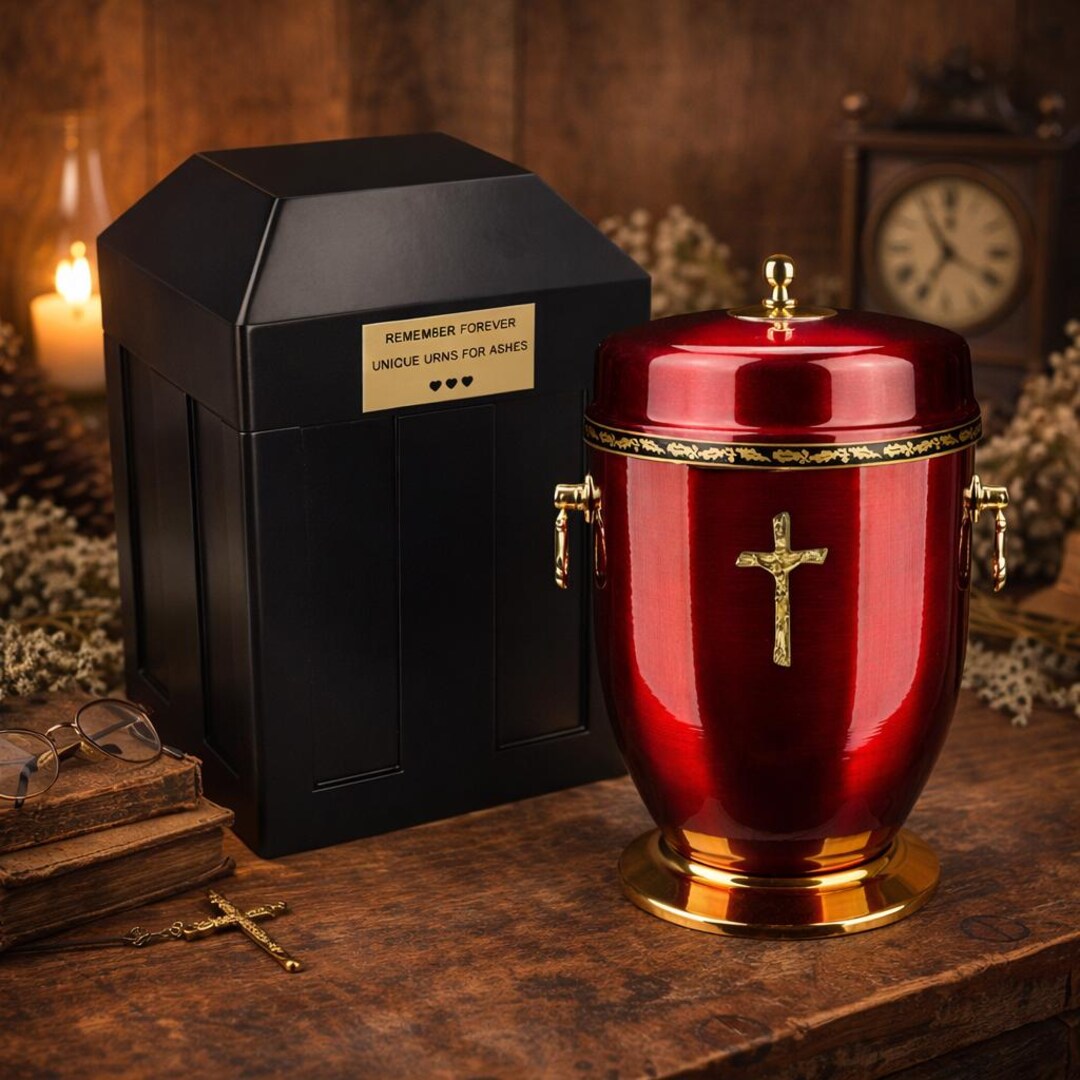 Set of Cremation Urn and Vault Funeral Capsule Protective Cremation Set ...