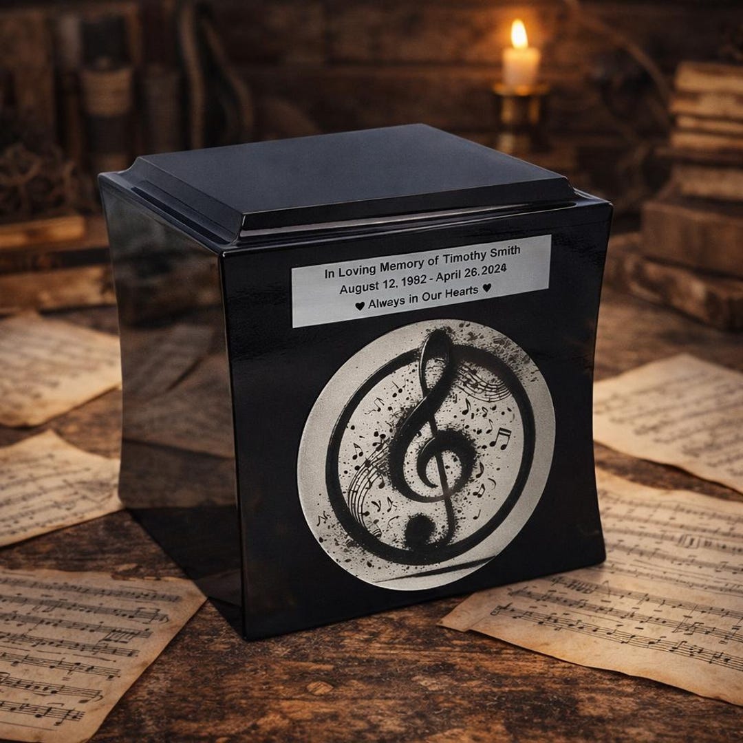 Wooden Urn With Treble Clef Urn for Musician With Notes Urn With Sheet ...