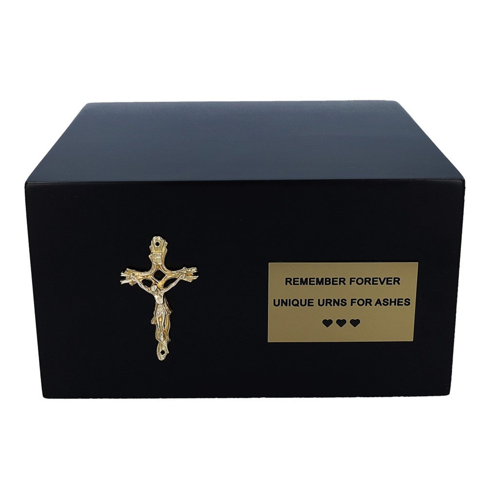 Catholic Ashes Container With Cross Black Box Urn for Ashes Memorial ...