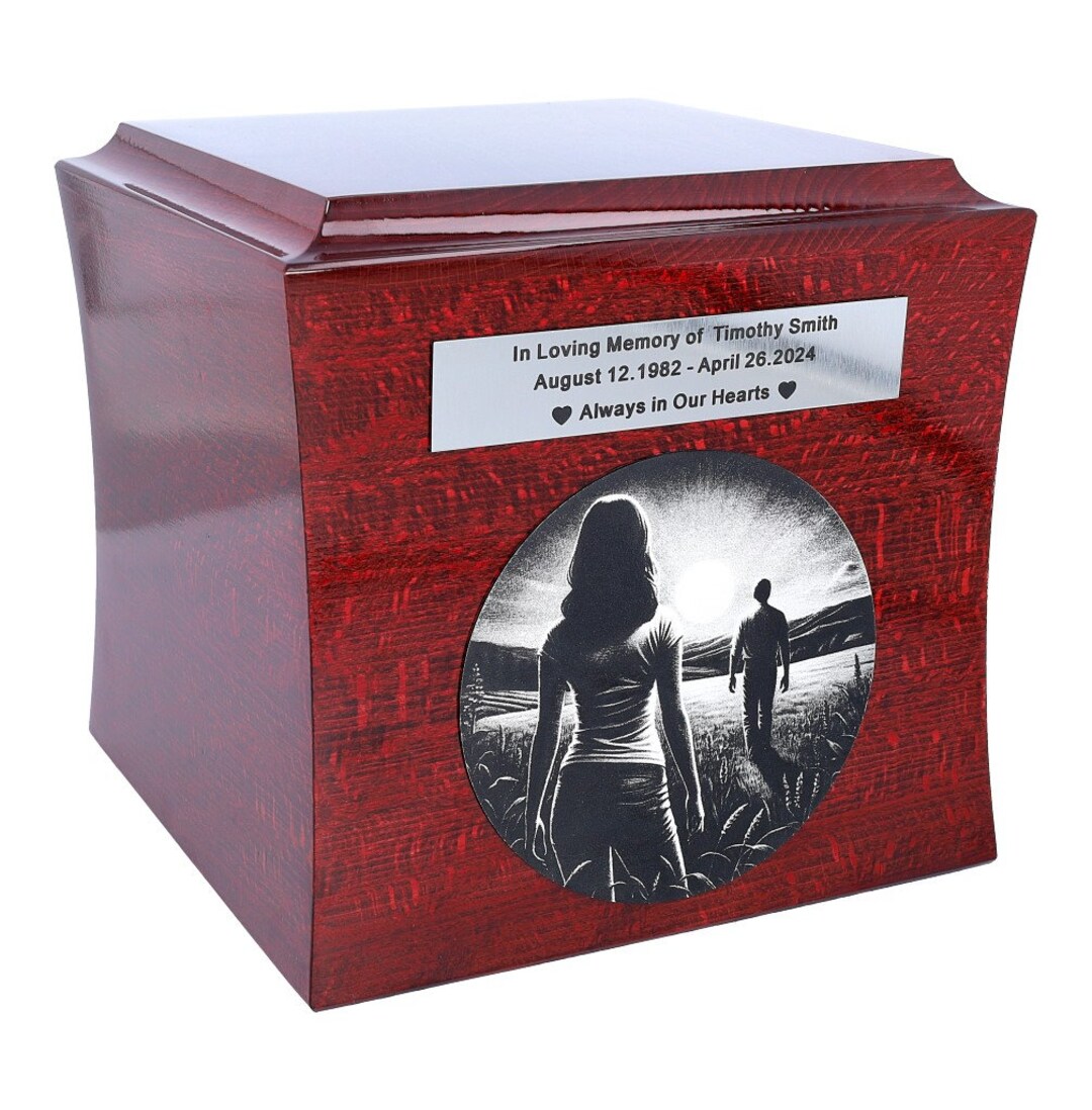 Urn for Husband or Partner 5 Unique Engraved Graphics Wooden Urn for ...