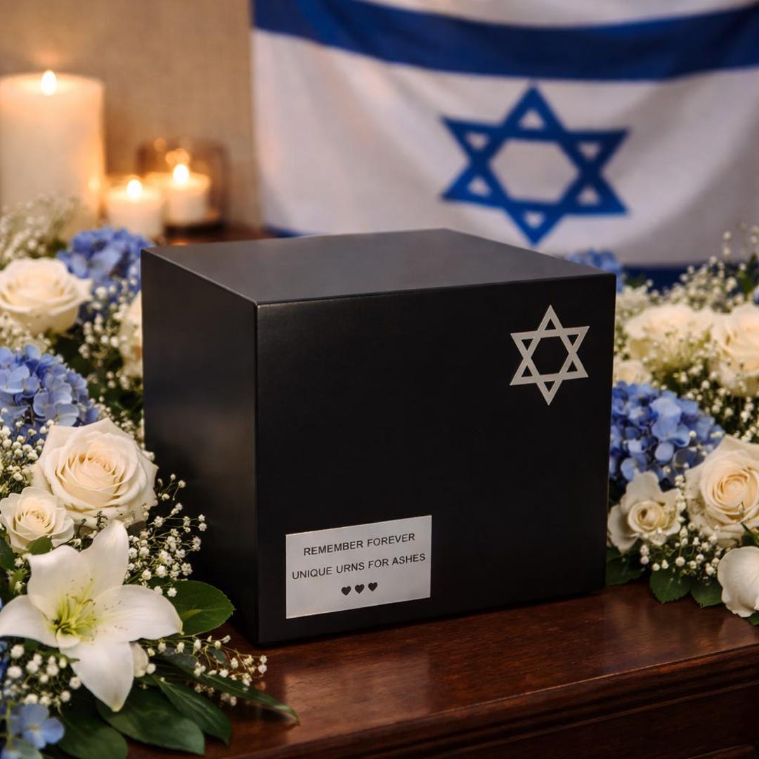 Jewish Urn for Adult Black Wooden Urn With Star of David Cremation Urn ...