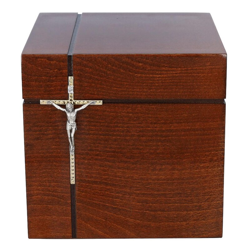 Catholic Adult Urn Made of Solid Wood Box for Ashes Wood Memorial ...