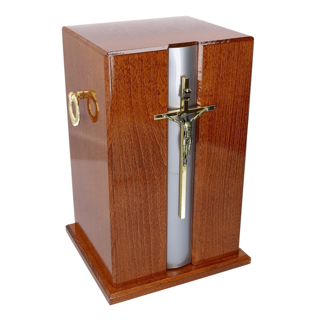 Beautiful Catholic Wooden Urn With A Cross Adult Cremation Urn for ...