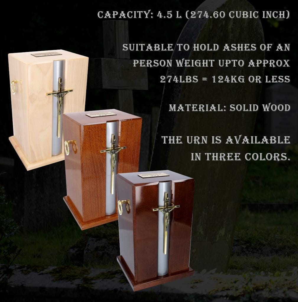 Beautiful Catholic Wooden Urn With A Cross Adult Cremation Urn for ...