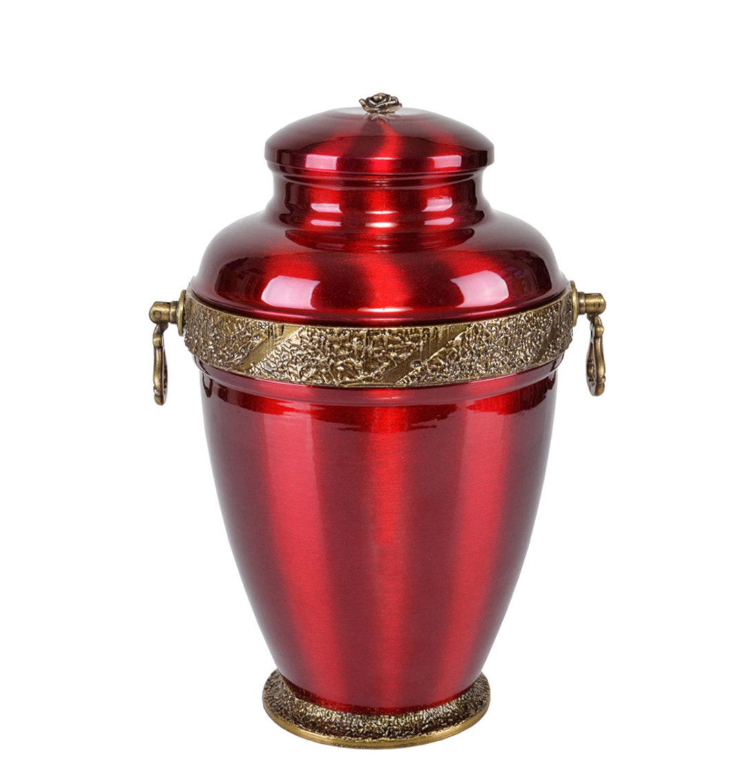Red Urn for Ashes Metal Cremation Urn for Human Ashes Red Memorial Urn ...