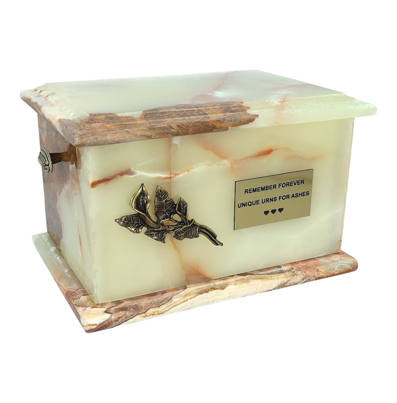Green Urn for Ashes Natural Stone Urn Made of Onyx Casket for Ashes ...