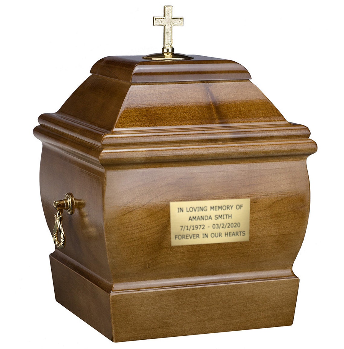 Solid Wood Urn With A Cross Urn for Catholic Funeral Wooden Casket for ...