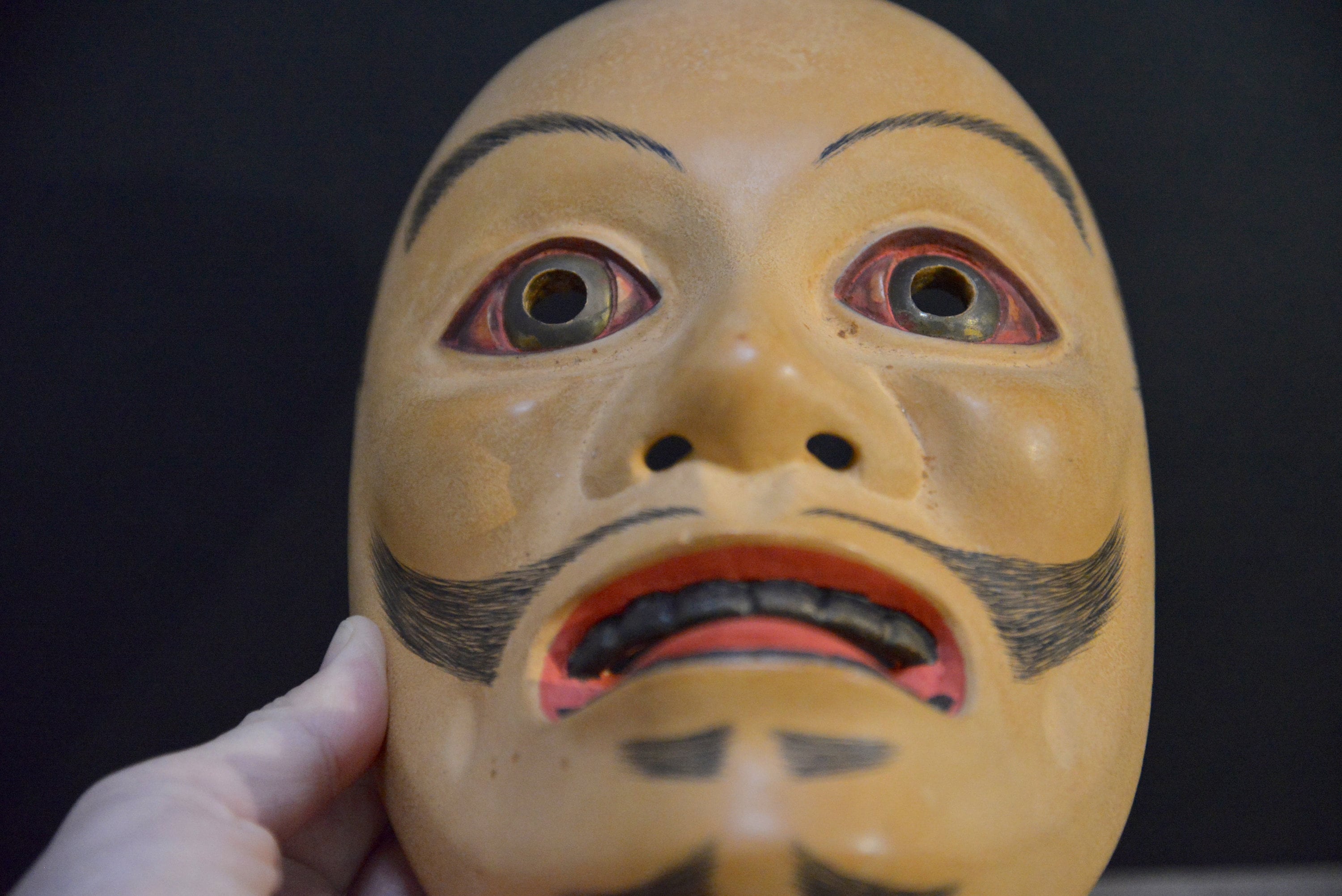 Tobide wooden noh mask Japanese antiques signed. | Etsy