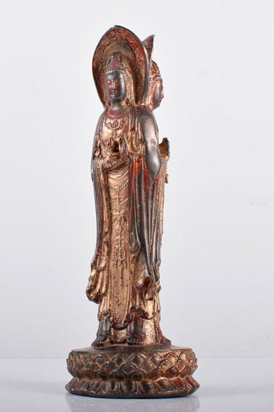 Bronze three-sided Guanyin buddha statue buddhist monk | Etsy