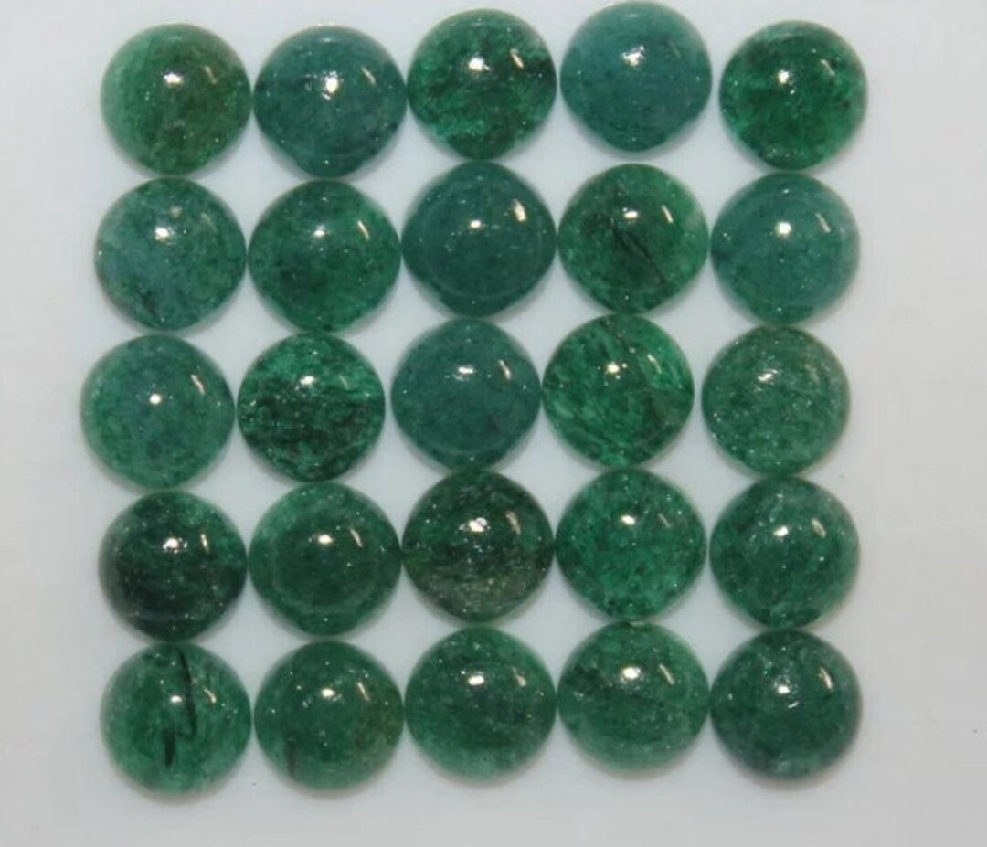 Natural Green Aventurine Cabochon, Round Green Aventurine Back Side ...