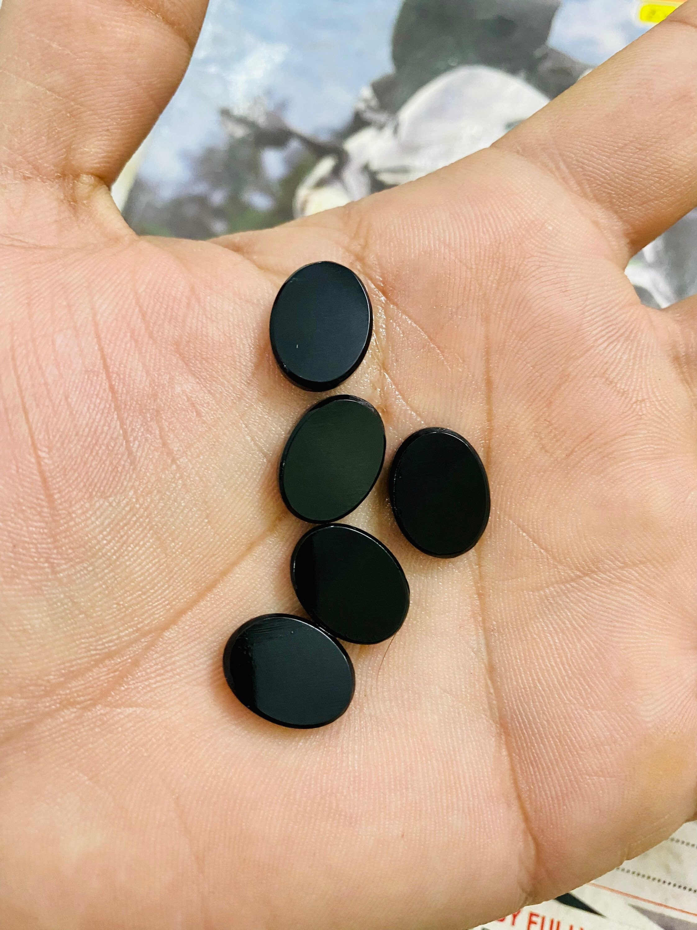 AAA Quality Natural Oval Black Onyx Both Side Flat Coin Disc | Etsy