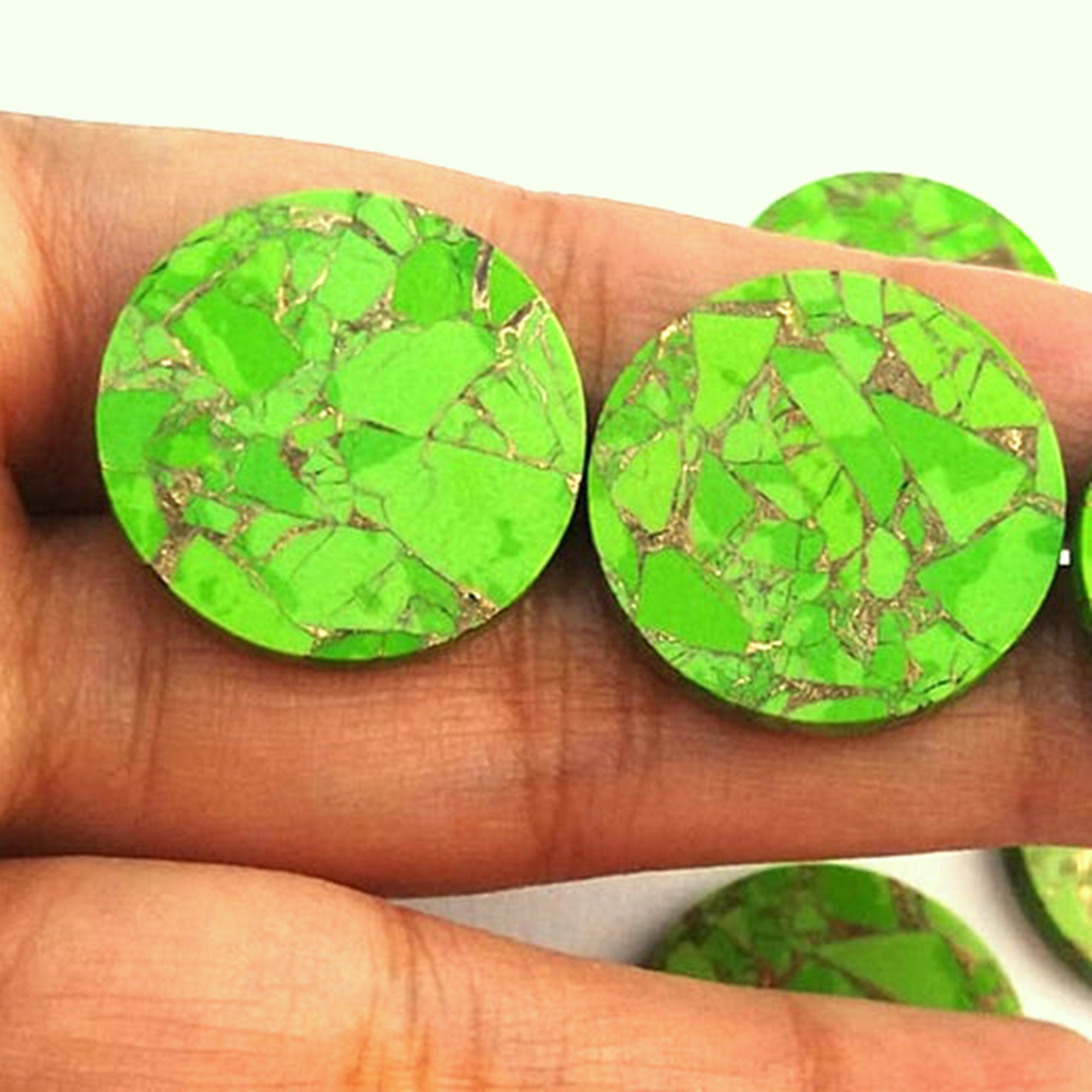 Natural Mohave Green Copper Turquoise Round Coin Disc Both - Etsy