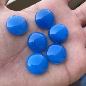 Natural Round Calibrated Blue Chalcedony Cabochons, AAA Back Flat Blue ...