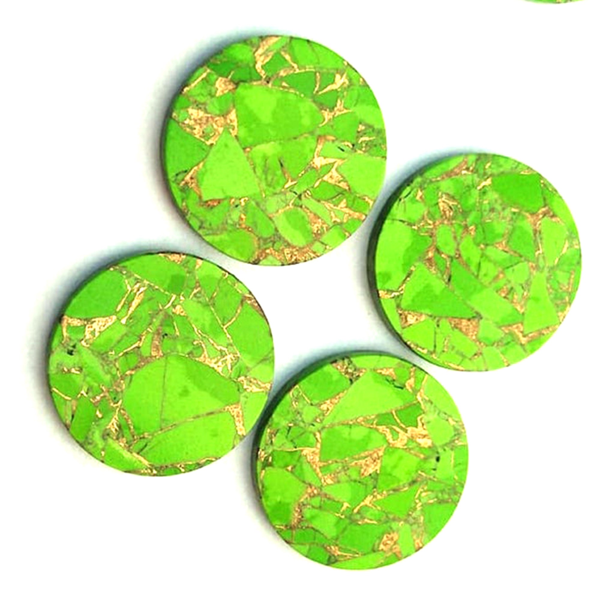 Natural Mohave Green Copper Turquoise Round Coin Disc Both - Etsy