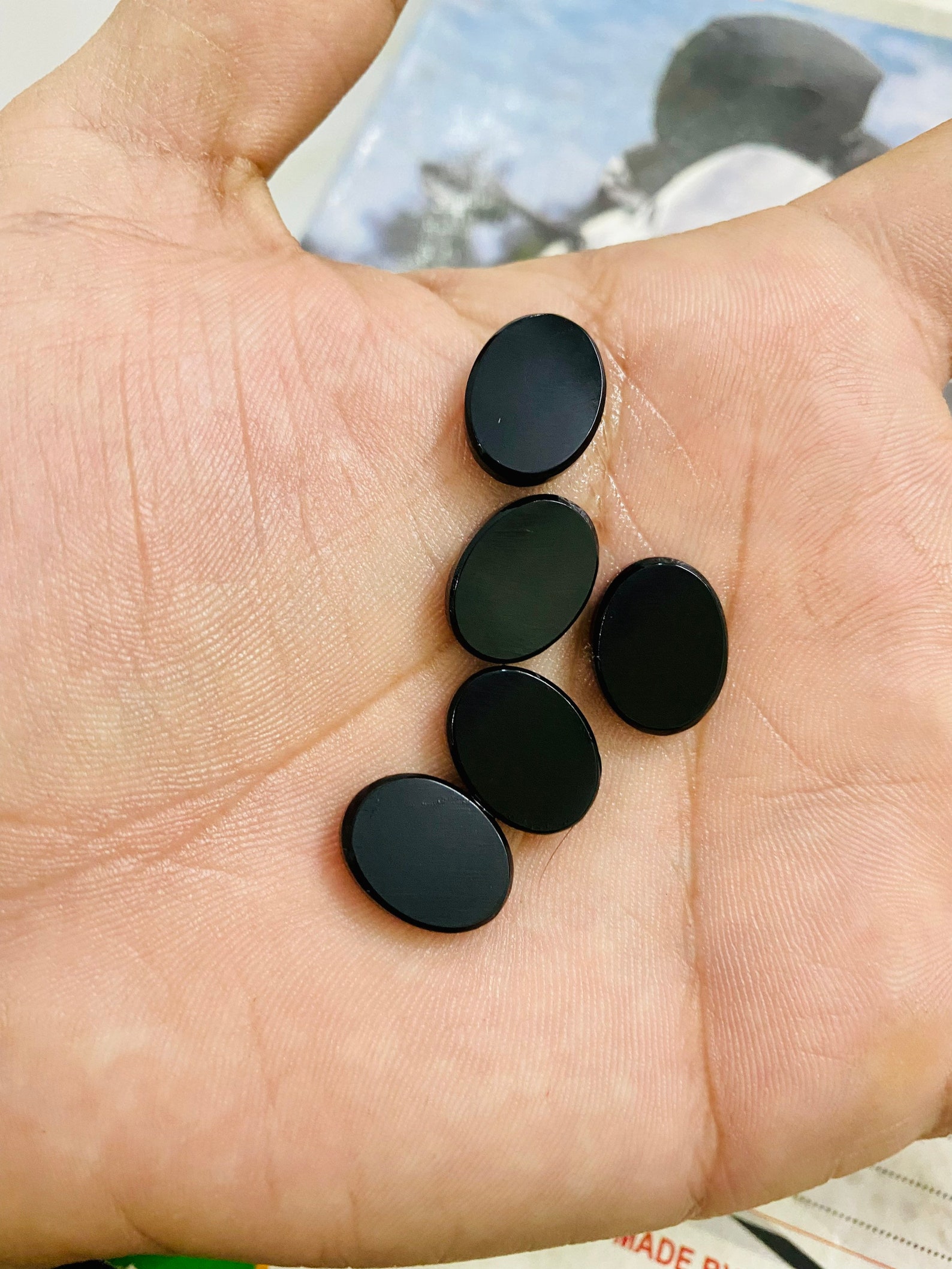 AAA Quality Natural Oval Black Onyx Both Side Flat Coin Disc | Etsy