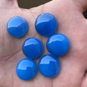 Natural Round Calibrated Blue Chalcedony Cabochons, AAA Back Flat Blue ...