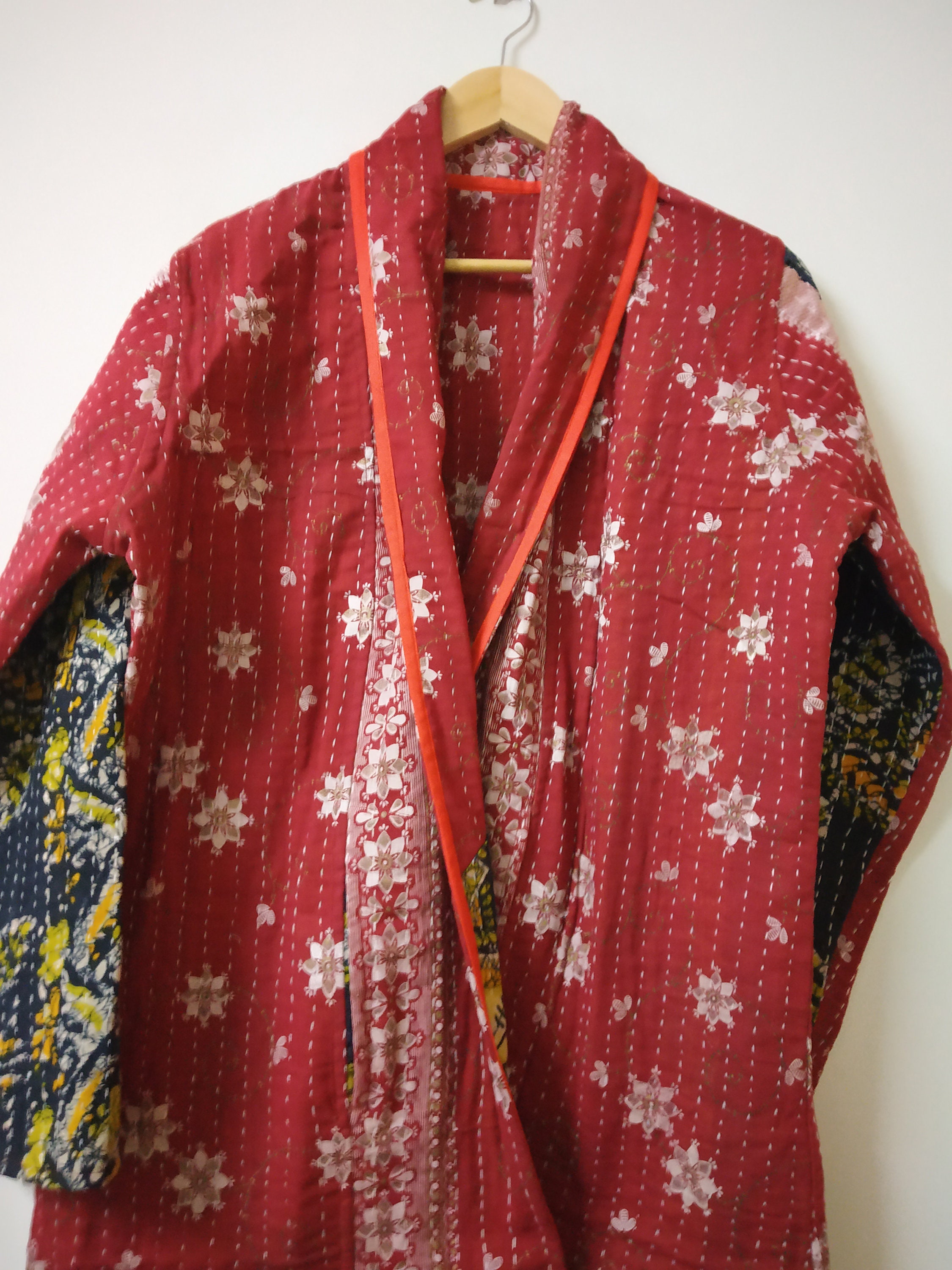 Kantha Winter Jacket, Cotton Kantha Coat, Reversible Antique Jacket ...