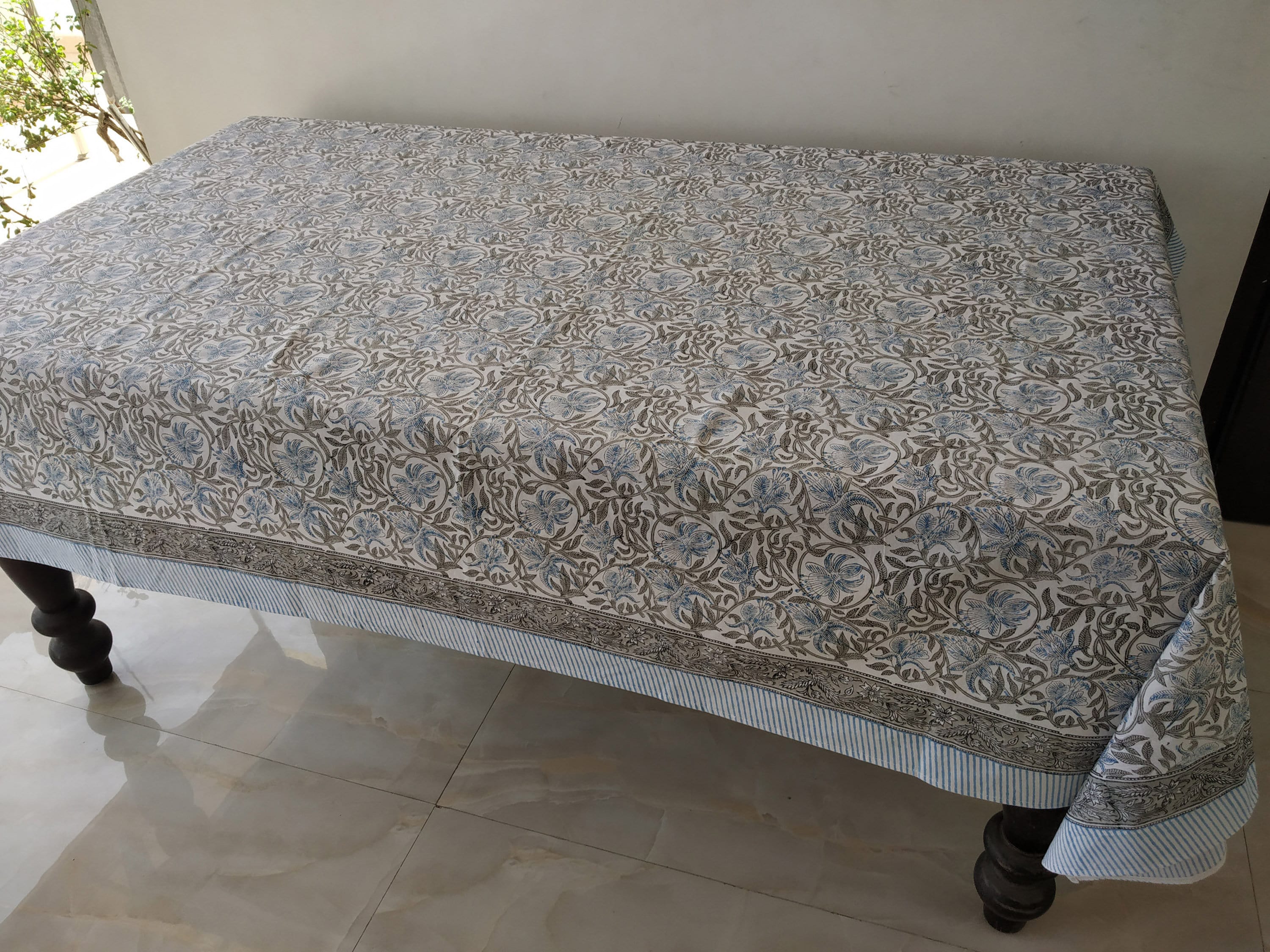 Indian Block Print Tablecloth, Floral Cotton Table Cover, Cotton Table ...