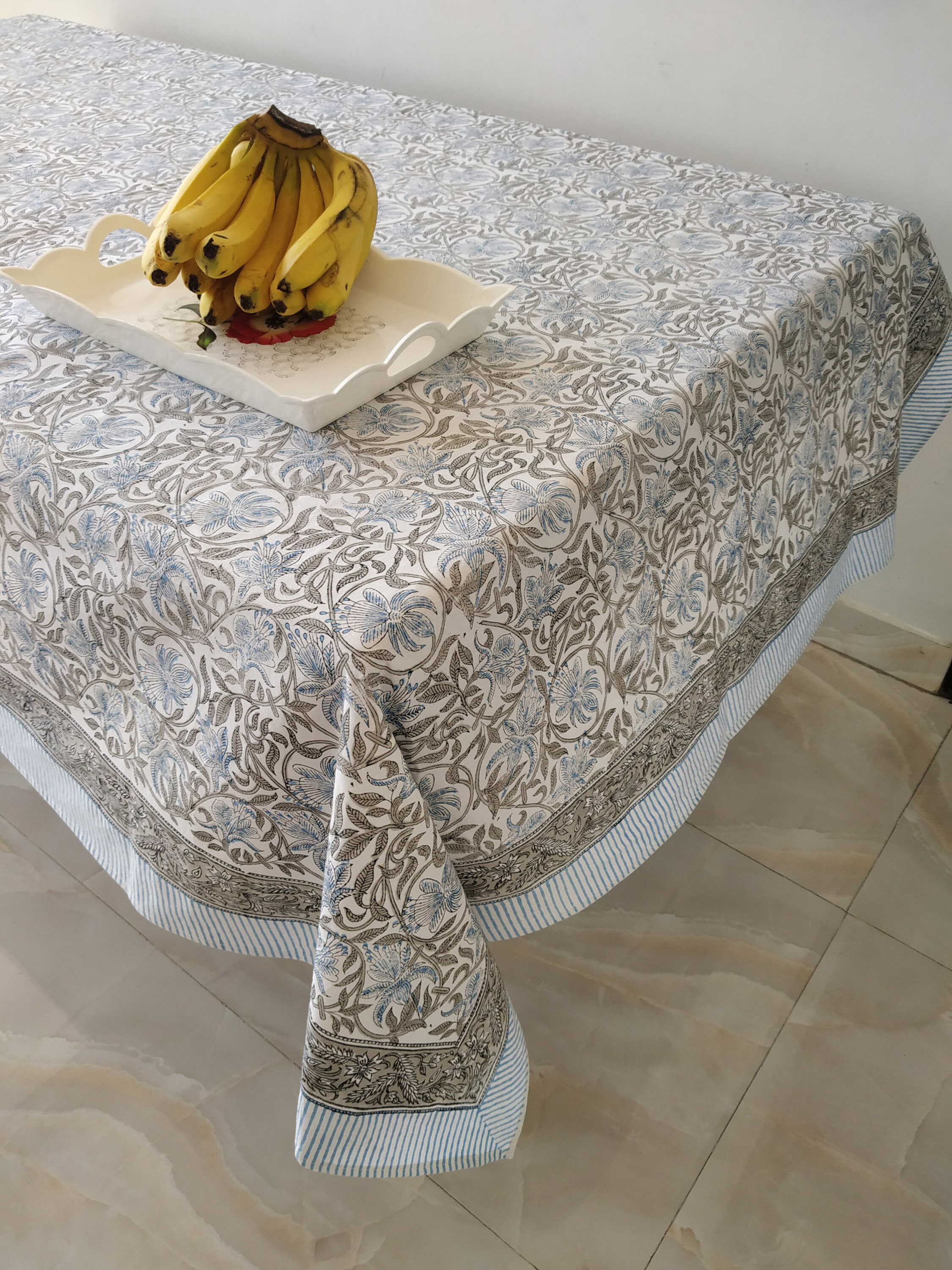 Indian Block Print Tablecloth, Floral Cotton Table Cover, Cotton Table ...
