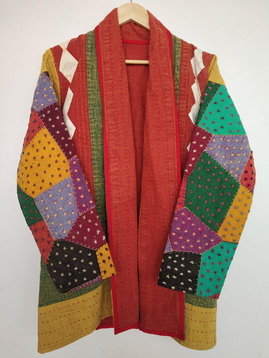 Handmade Kantha Jacket, Hand Embroidered Coat, Cut Work Jacket, Hand ...