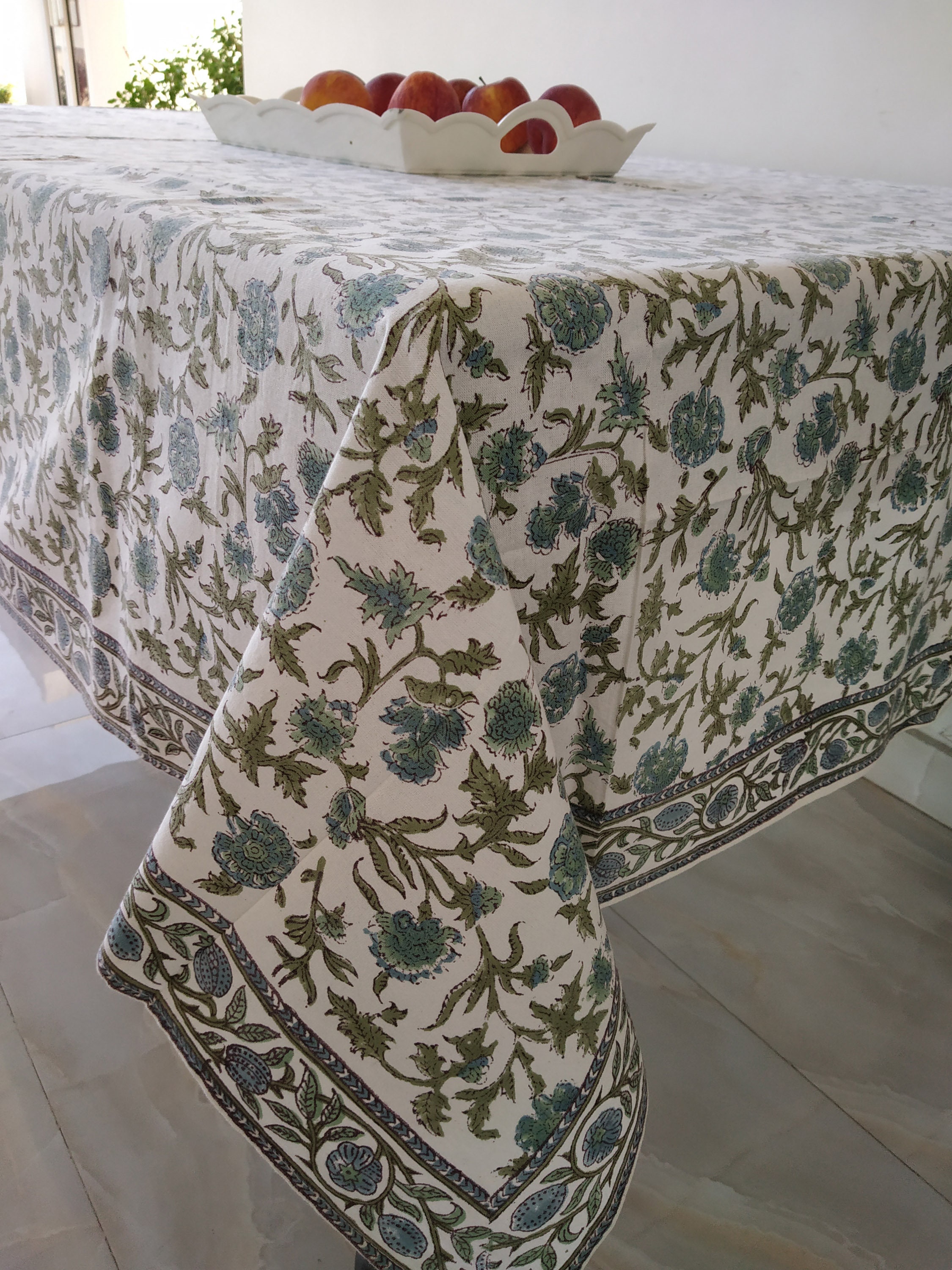 Block Print Tablecloth Cotton Table Cloth Floral Table | Etsy