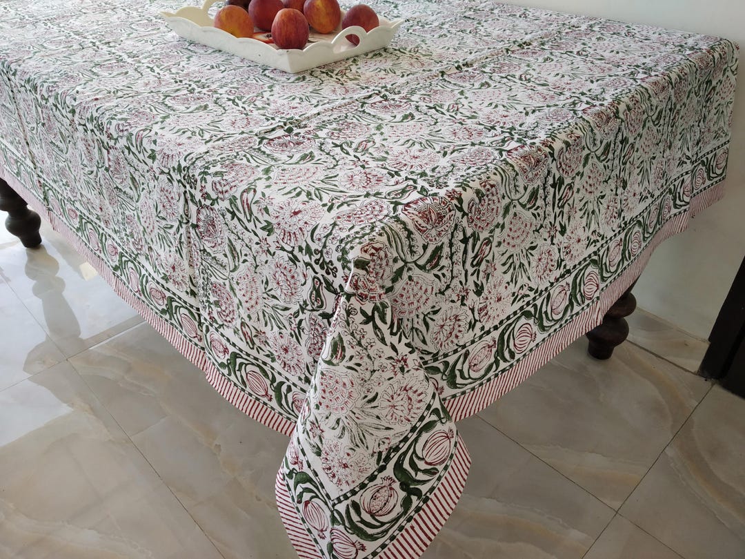 Indian Hand Block Print Cotton Table Cover Linens, Cotton Rectangular ...