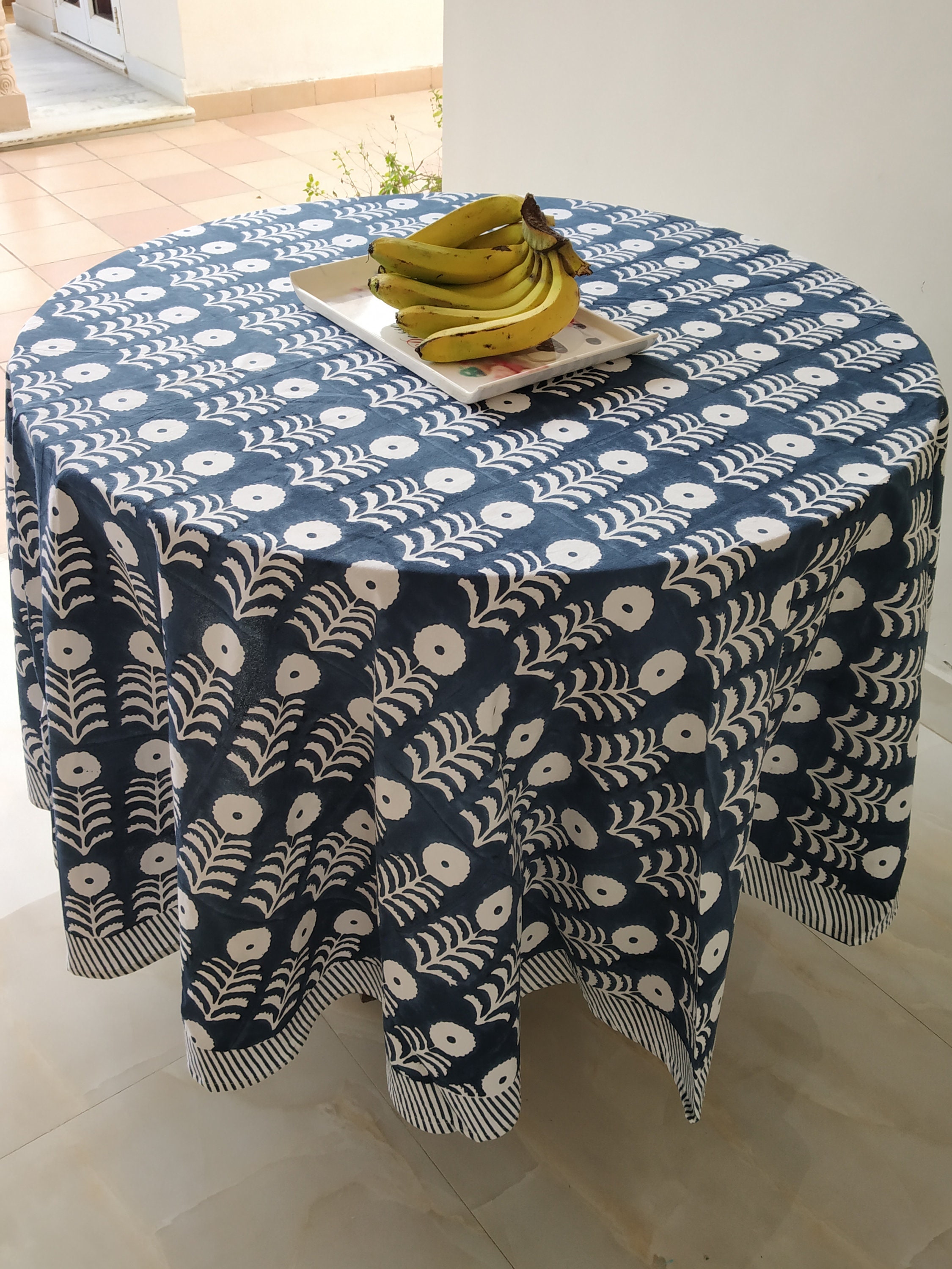Marigold Round Print Tablecloth Indian Block Print Round - Etsy