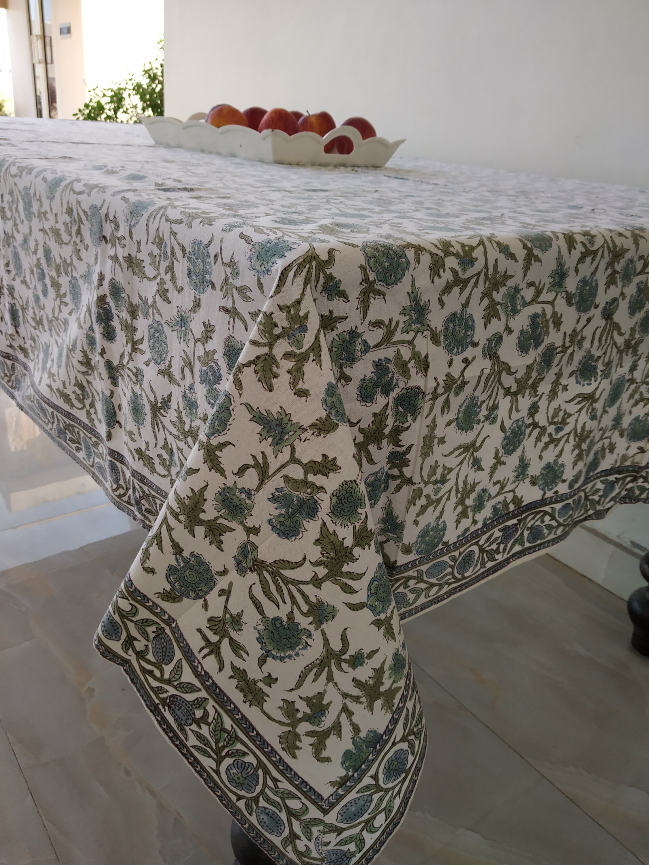 Block Print Tablecloth Cotton Table Cloth Floral Table | Etsy