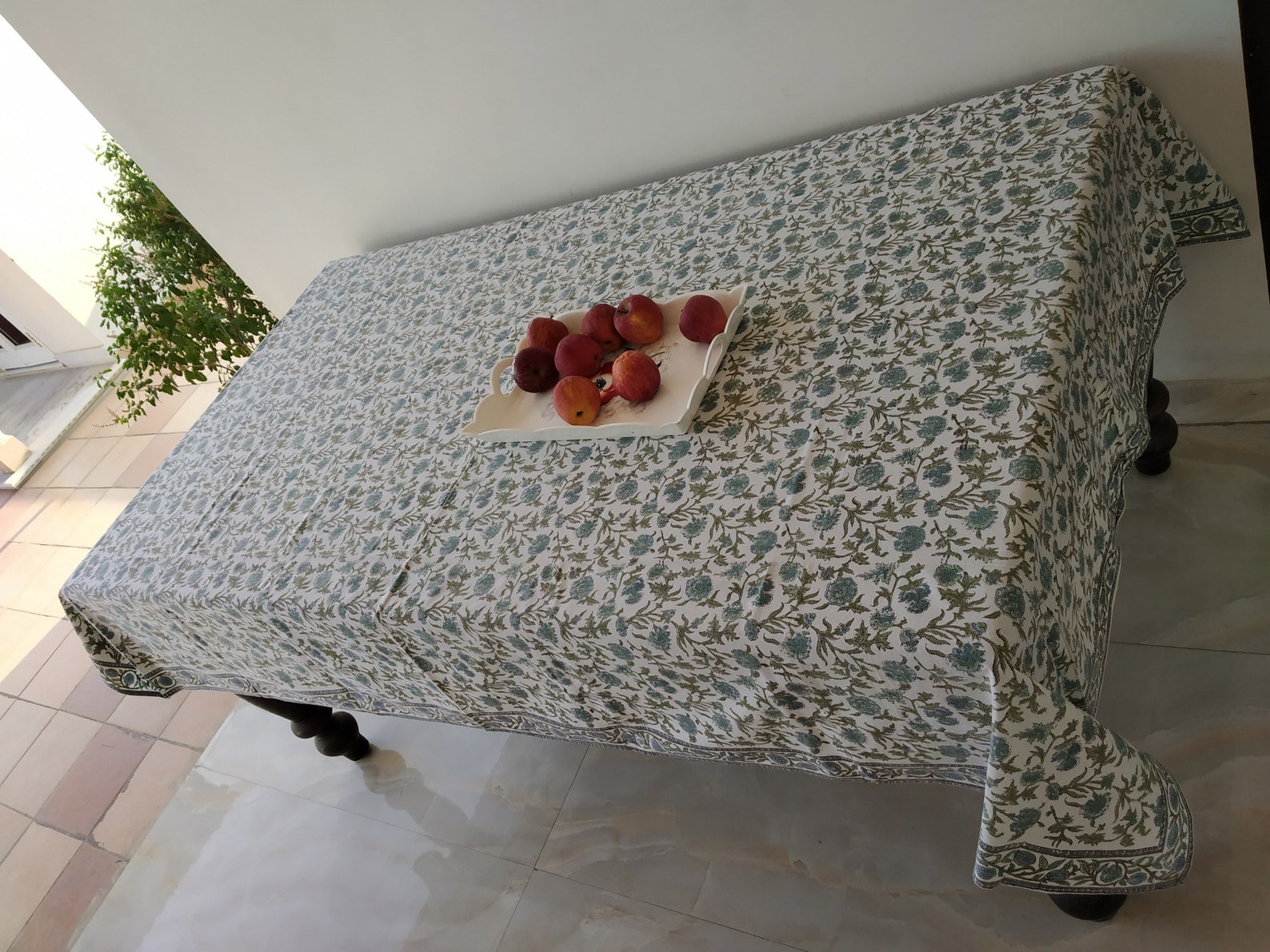 Block Print Tablecloth Cotton Table Cloth Floral Table | Etsy