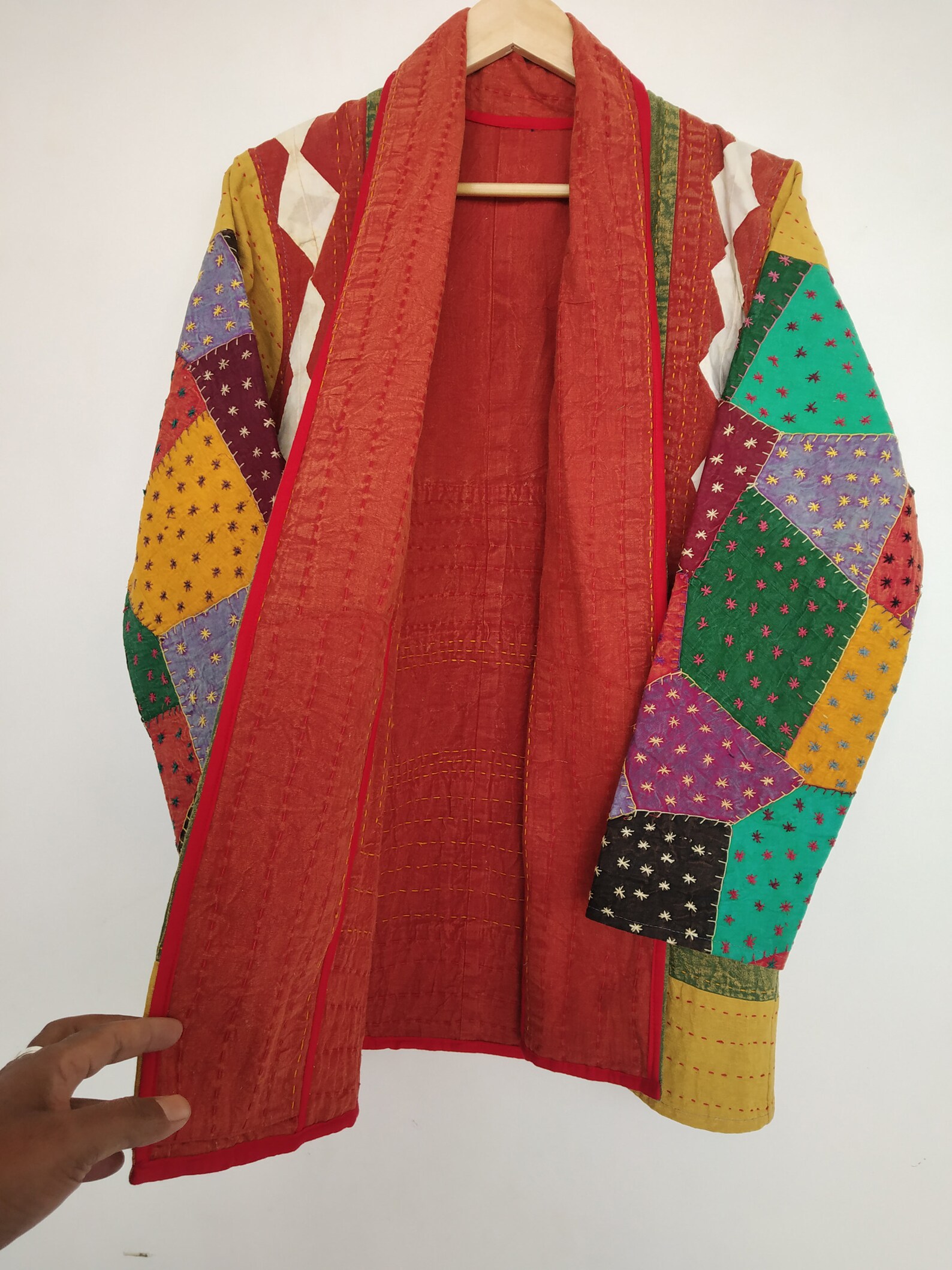 Handmade Kantha Jacket, Hand Embroidered Coat, Cut Work Jacket, Hand ...