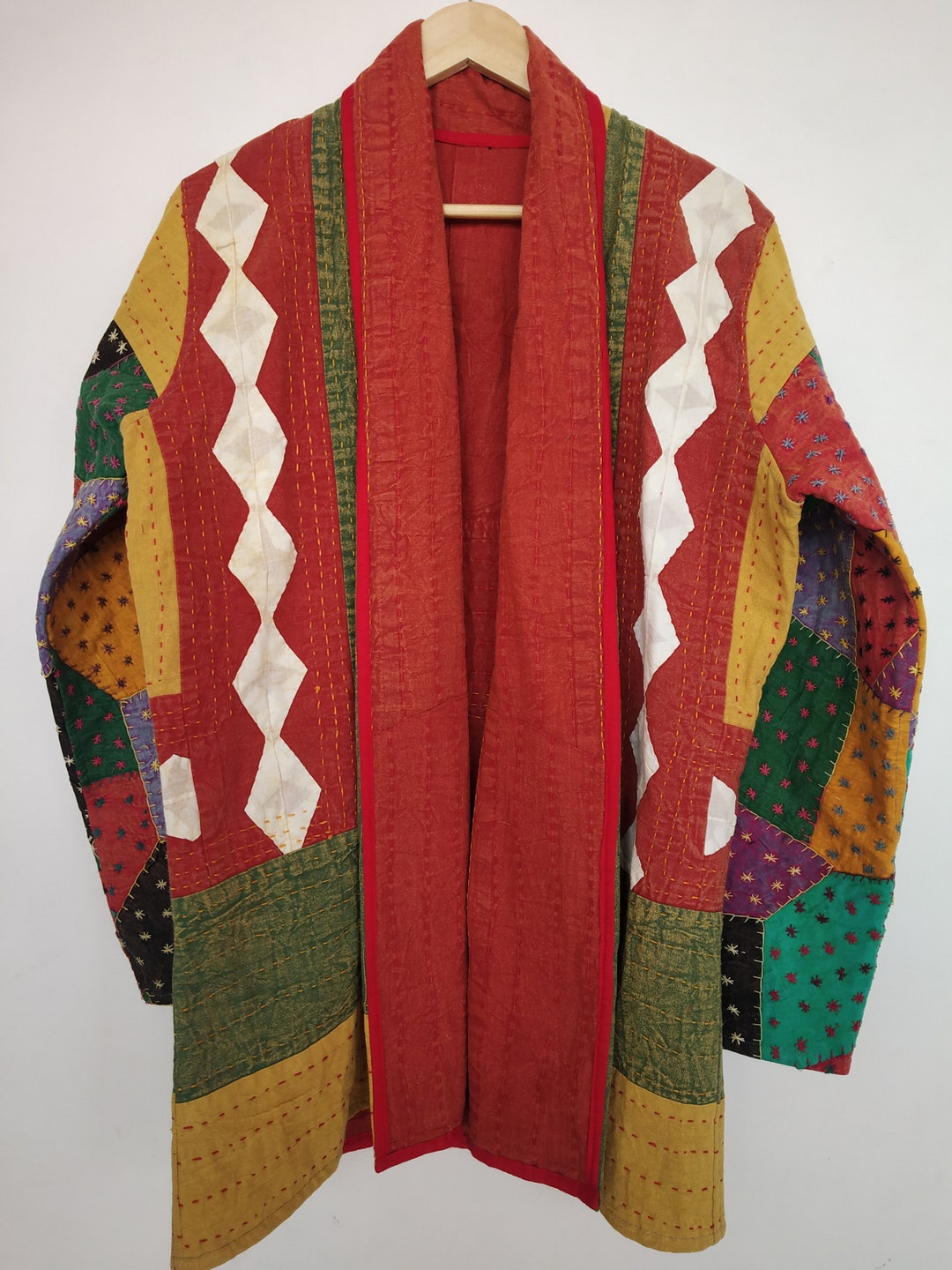 Handmade Kantha Jacket, Hand Embroidered Coat, Cut Work Jacket, Hand ...