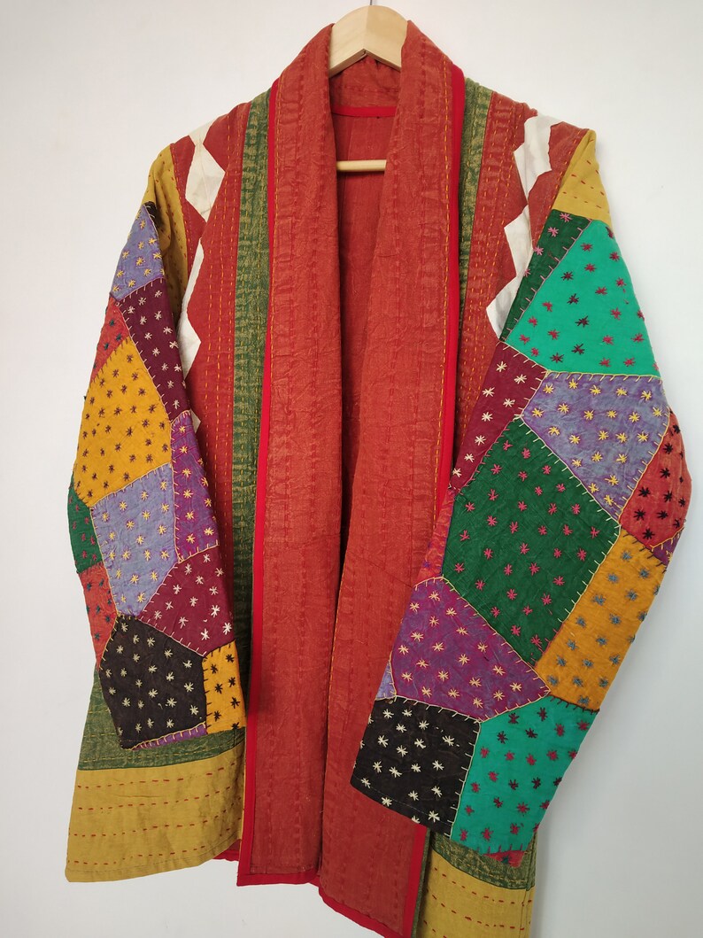 Handmade Kantha Jacket, Hand Embroidered Coat, Cut Work Jacket, Hand ...