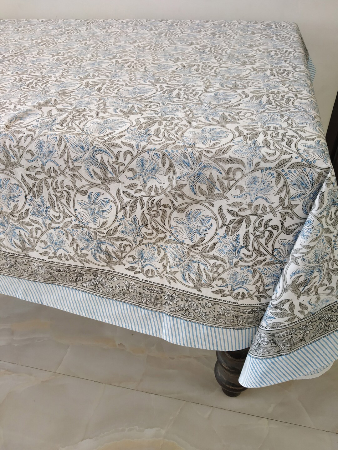 Indian Block Print Tablecloth, Floral Cotton Table Cover, Cotton Table ...
