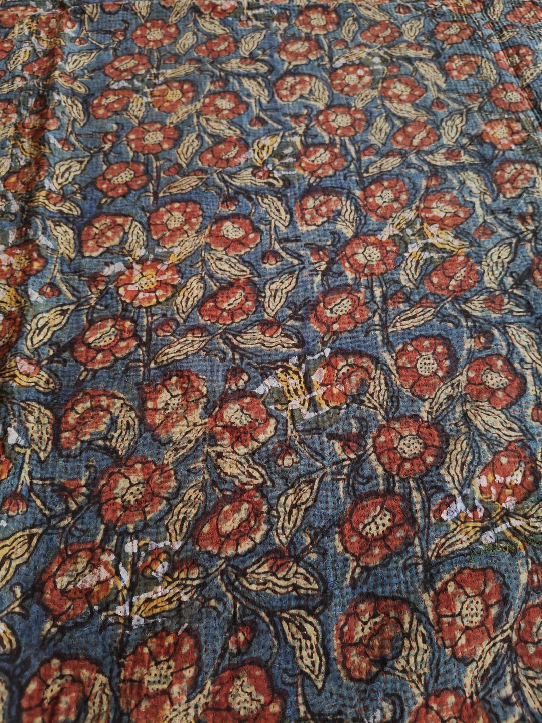 Hand Block Print Fabric Reversible Vintage Floral Indian Textiles Boho ...