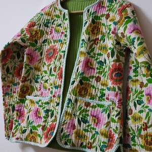 Indian Hand Block Print Quilted Jacket, Ladies Short Quilted Reversible ...