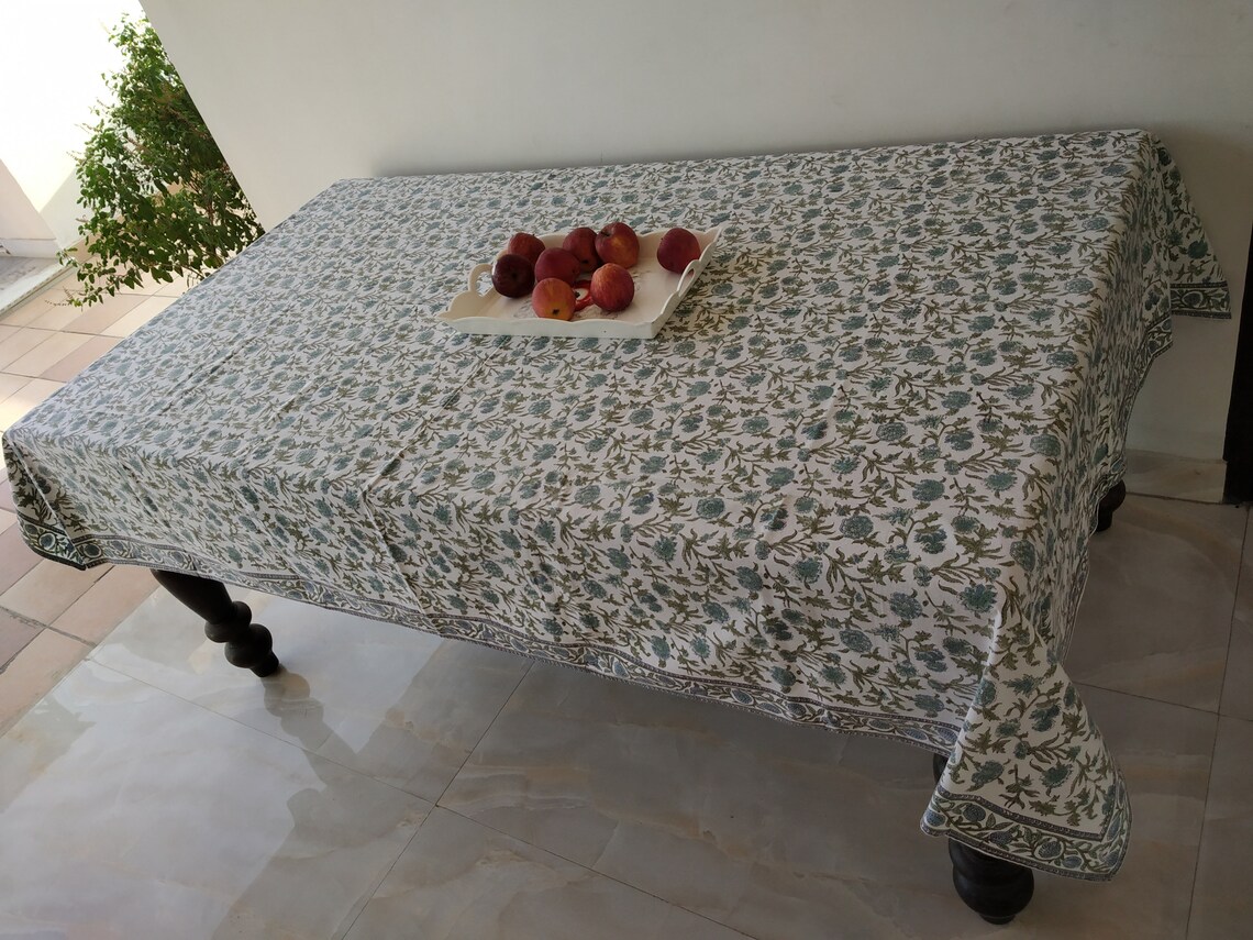 Block Print Tablecloth Cotton Table Cloth Floral Table | Etsy