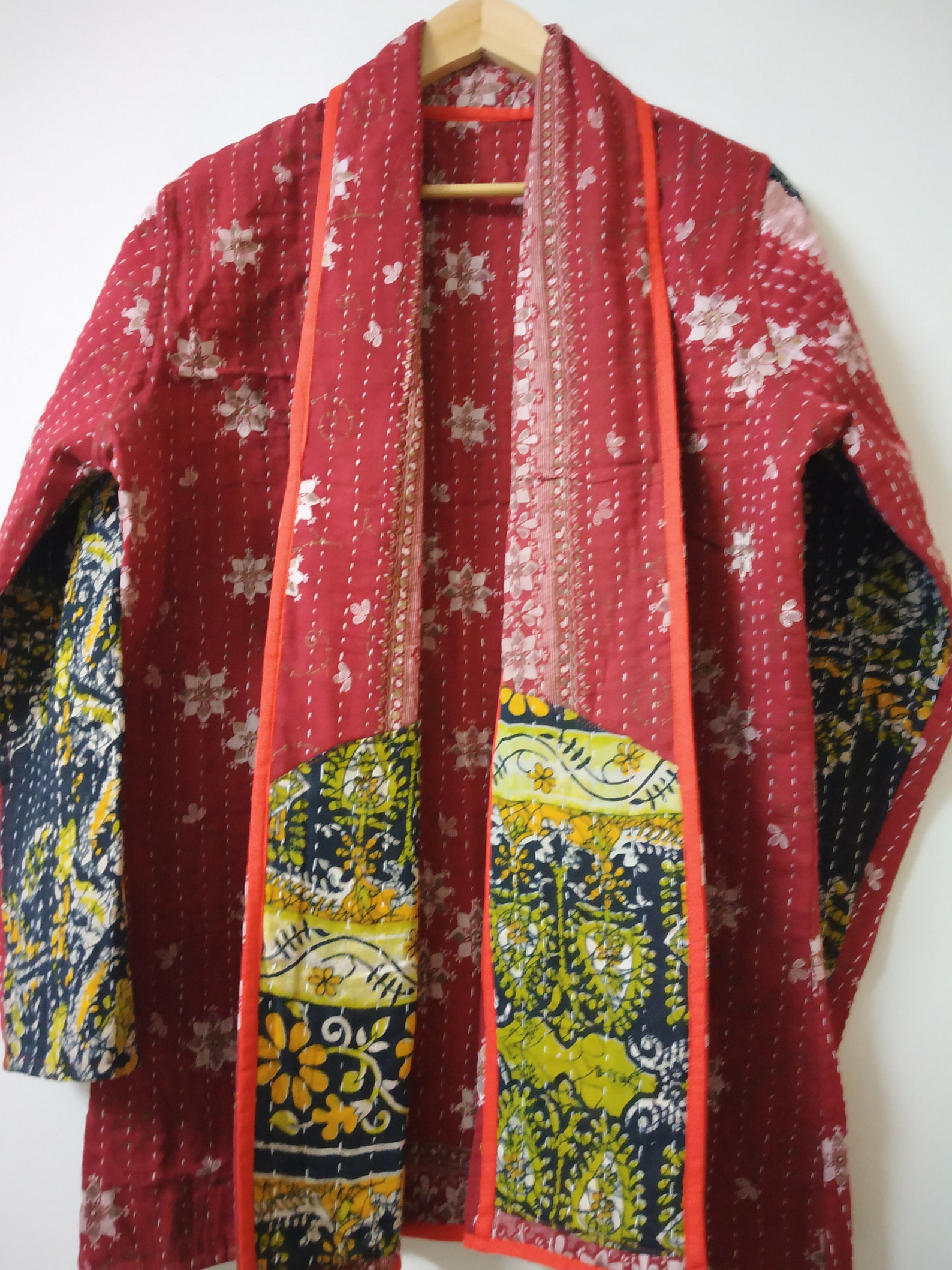 Kantha Winter Jacket, Cotton Kantha Coat, Reversible Antique Jacket ...