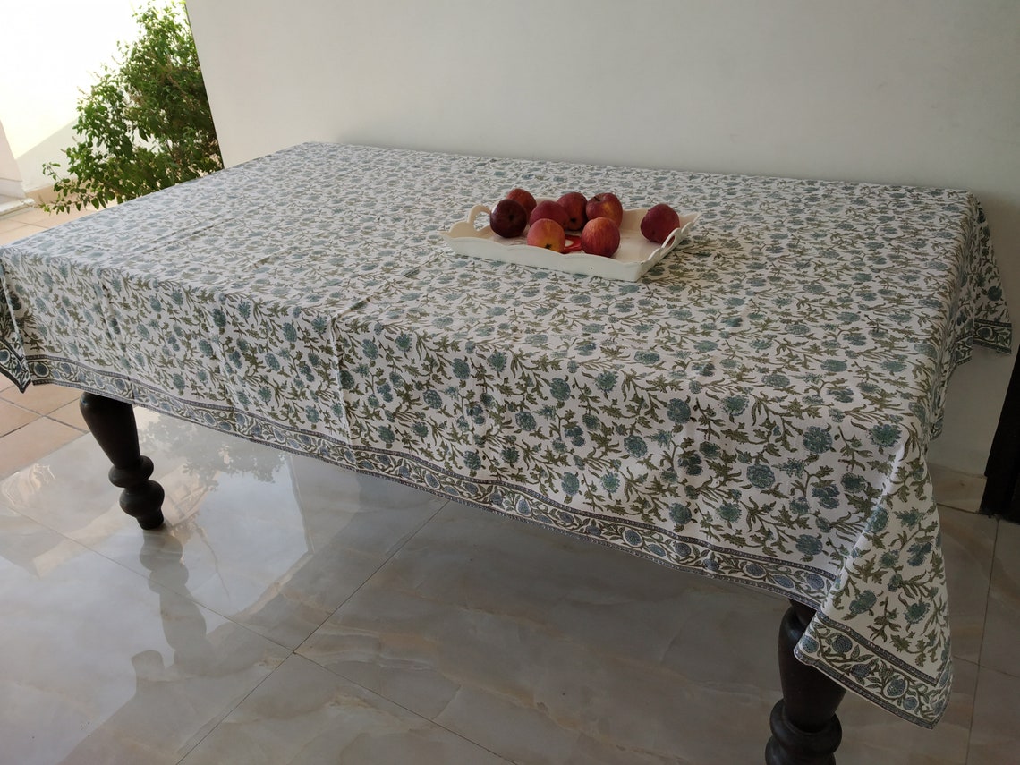 Block Print Tablecloth Cotton Table Cloth Floral Table | Etsy