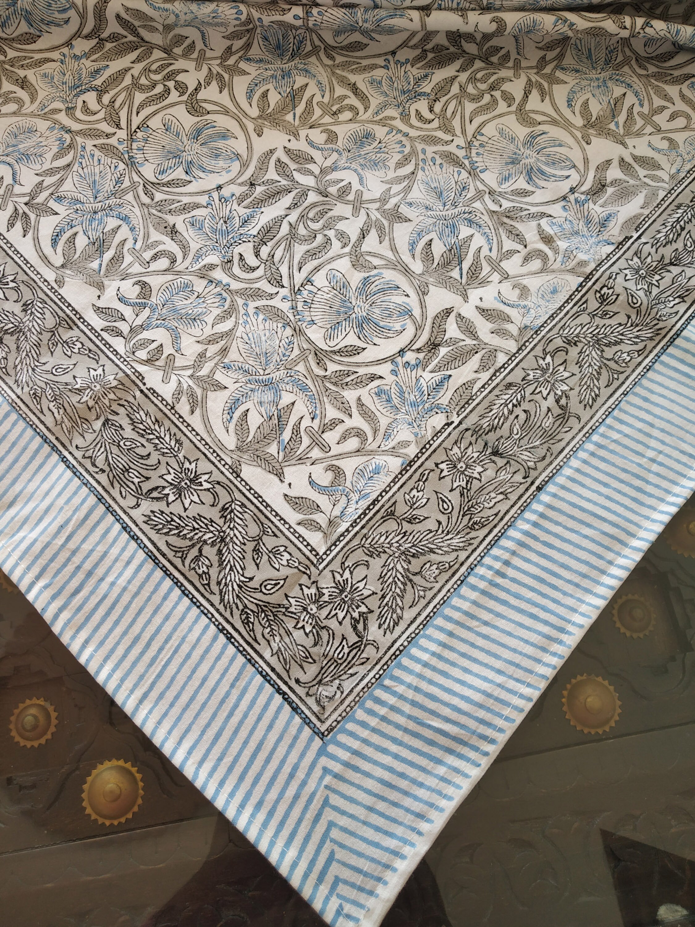 Indian Block Print Tablecloth, Floral Cotton Table Cover, Cotton Table ...