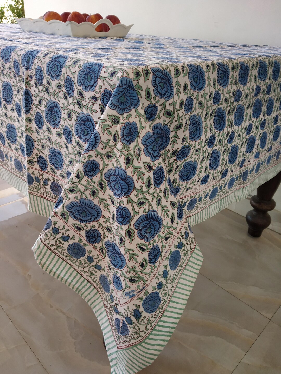 Indian Hand Block Print Cotton Table Cover Linens, Cotton Rectangular ...