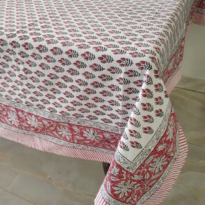 Indian Floral Block Print Table Cloth, Indian Table Linen, Dinning ...