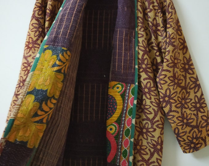 Handmade Kantha Jacket, Vintage Kantha Jacket, Winter Wear Coat, Indian ...