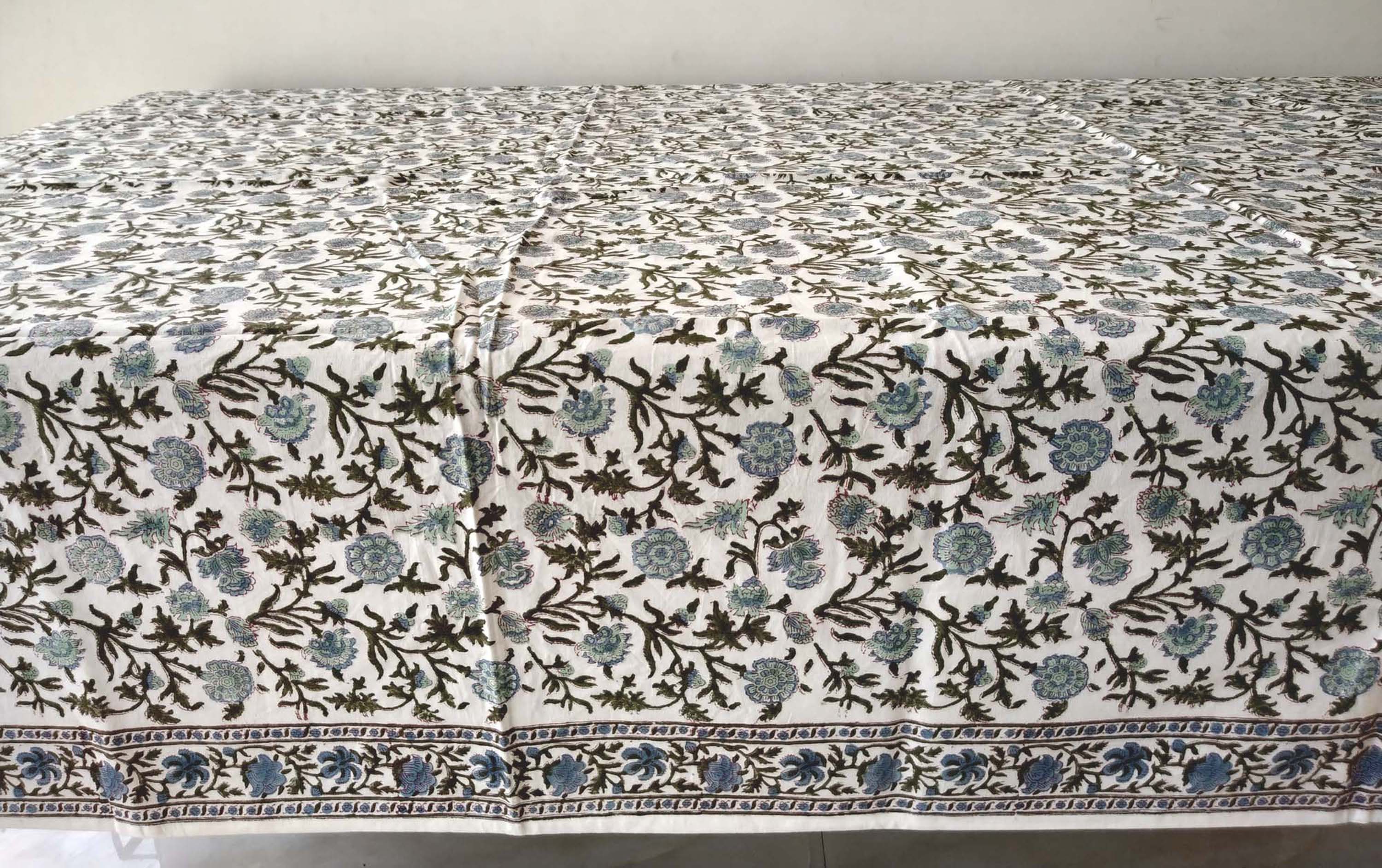 Block Print Tablecloth Cotton table cloth Floral Table | Etsy