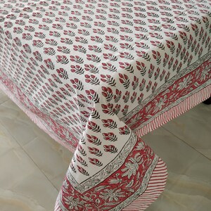 Indian Floral Block Print Table Cloth, Indian Table Linen, Dinning ...