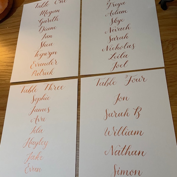 Handwritten Table Plan - Etsy