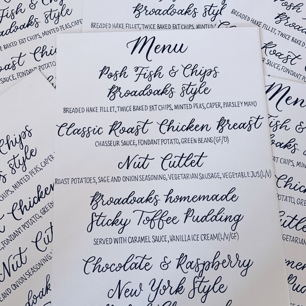 Calligraphy Menu - Etsy