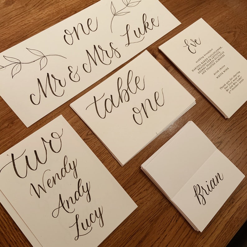 Custom Calligraphy Table Plan Cards Brush Lettered Seating - Etsy