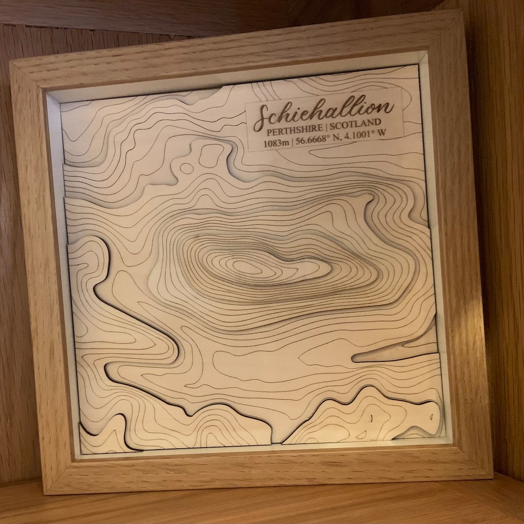 Wooden Map of Schiehallion Perthshire Scotland | Topographic Map ...